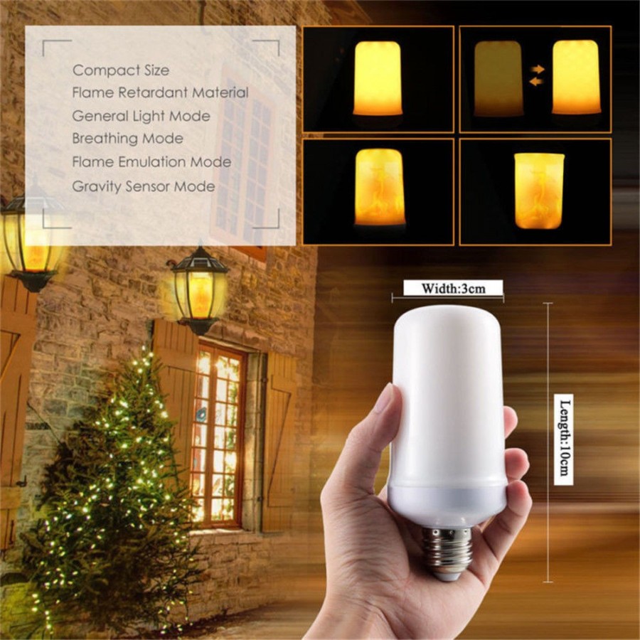 3 Modes E27 9W LED Flame Effect Simulated Nature Fire Light Bulb...